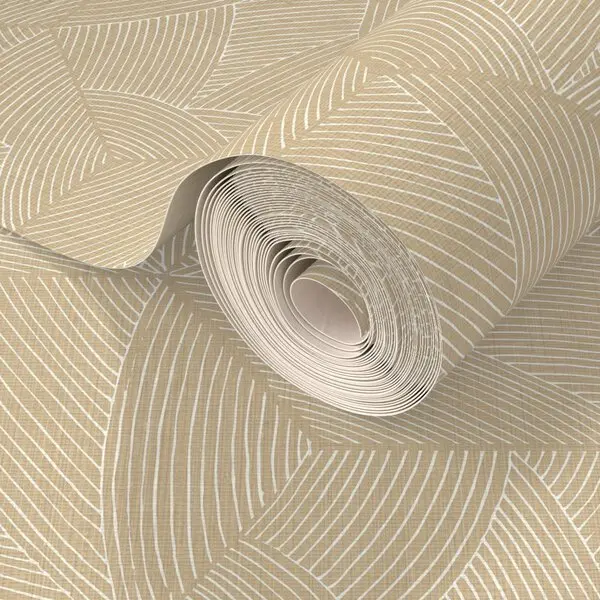 Spoonflower Abstract Boho Texture Golden Beige 100% Natural Sisal Grasscloth Wallcovering - Beige,gold,brown