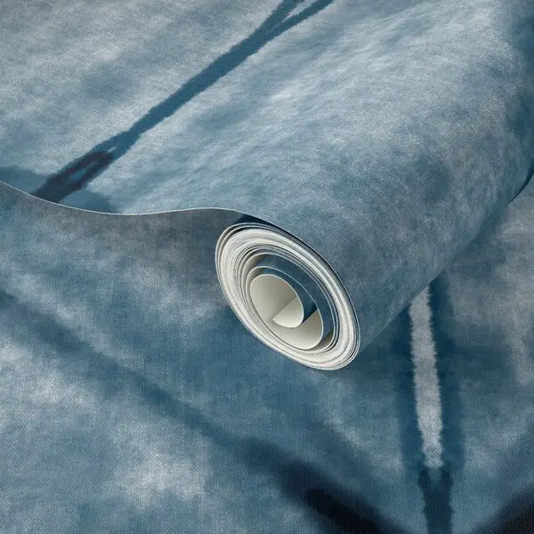Spoonflower Blue White Texture Shibori Tile Abstract Indigo Custom Pre-pasted Wallpaper