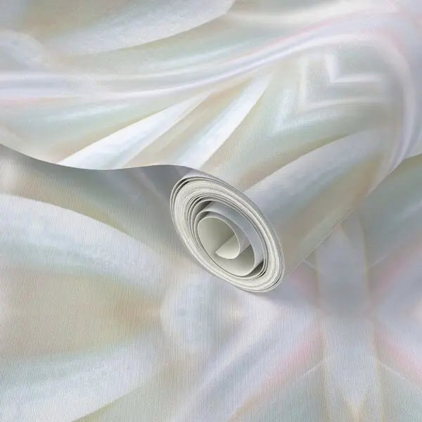 Spoonflower Utopian White Pearl Modern Geometric Space Pastel Custom Pre-pasted Wallpaper - White,beige