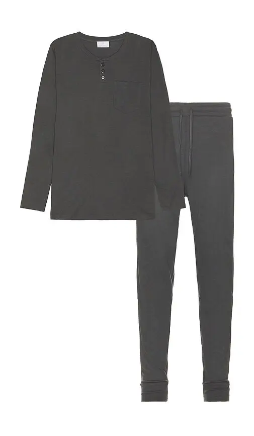 Cosabella Henley Pj Set In Grey - Anthracite