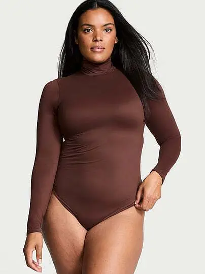 Victoria's Secret Bodywear Feathersoft™ Turtleneck Bodysuit - Brown
