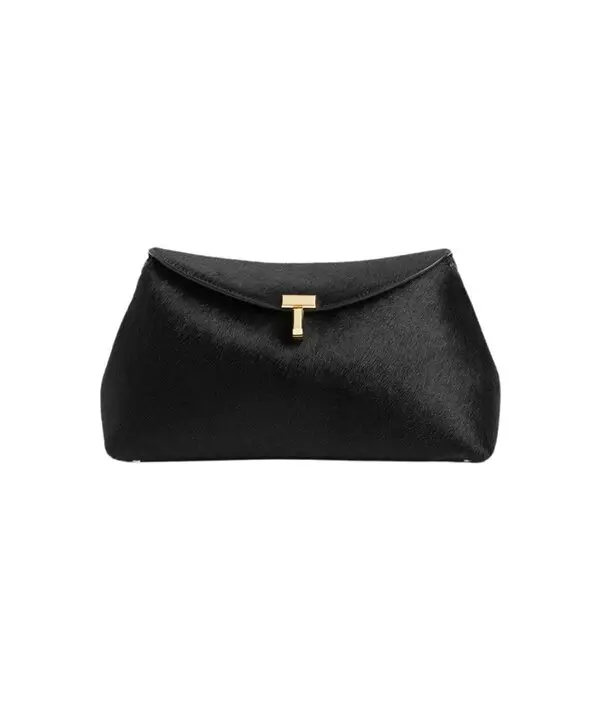 TOTÊME T-lock Pony Hair Clutch - Black