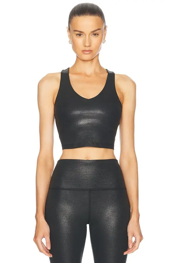 Beyond Yoga Glow On Cropped Tank Top In Black