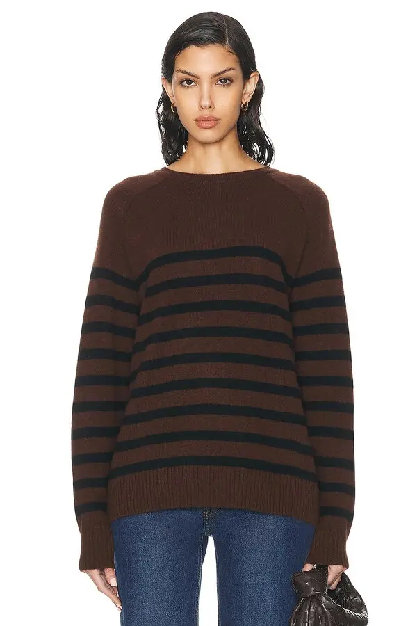 Sprwmn Classic Striped Cashmere Crewneck Top