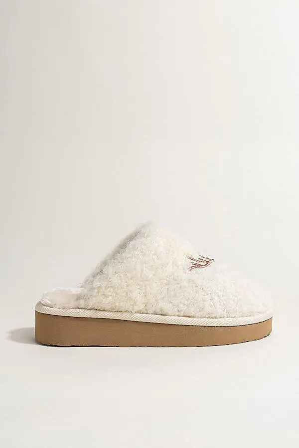 Minnetonka Reindeer Scuff Slippers - Cream