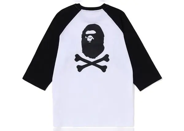BAPE Crossbone Emblem Raglan 3/4 Sleeve Tee Shirt