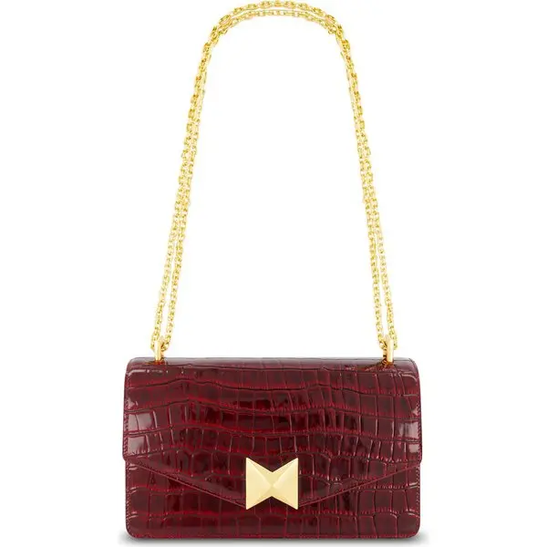 Mac Duggal Crocodile Leather Shoulder Bag - Oxblood