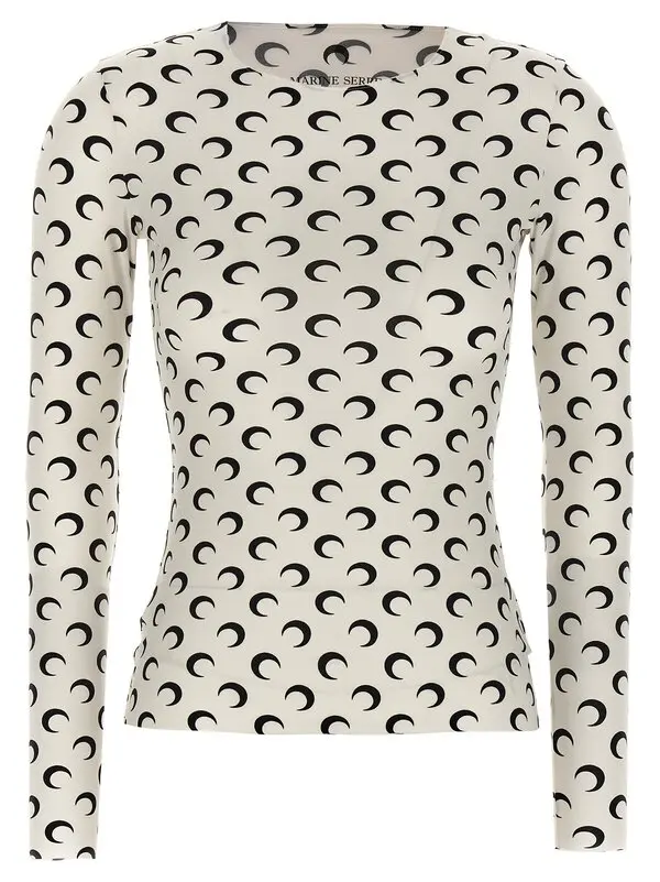 MARINE SERRE Moon Printed Second Skin T-shirt - White/black