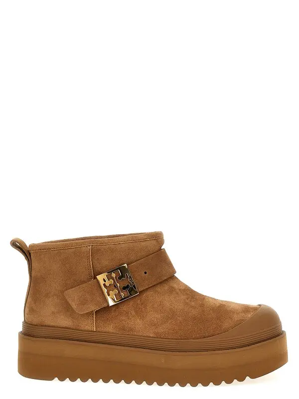 Tory Burch Shearling Platform Ankle Boots