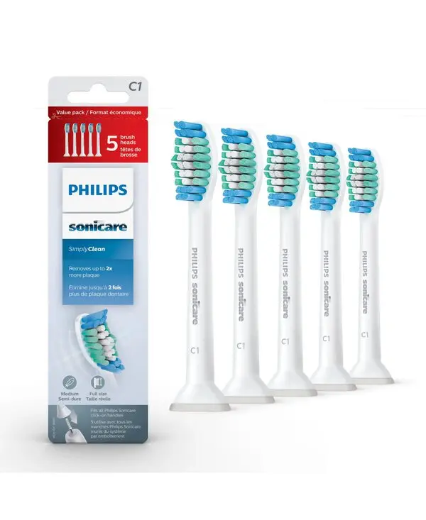 SONICARE Philips Simplyclean Replacement Toothbrush Heads 5 Pack