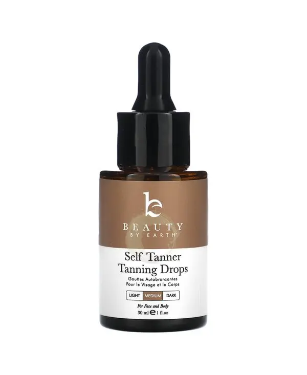 BEAUTY BY EARTH Self Tanning Drops Face Self Tanner Drops Medium Color Bronzer Drops