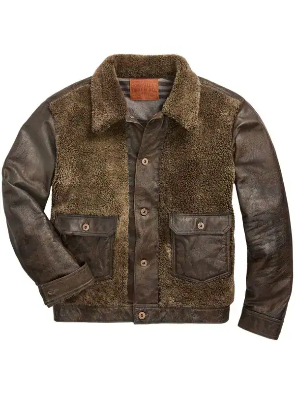 Ralph Lauren Distressed Leather Jacket - Black | Editorialist