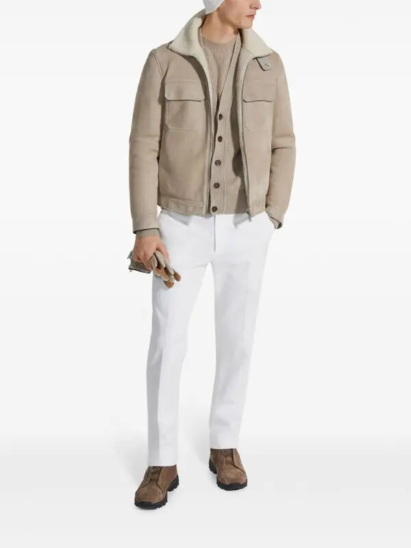 Zegna Shearling-collar Suede Jacket