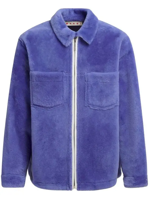 Marni Zip-up Lamb Fur Jacket - Blue