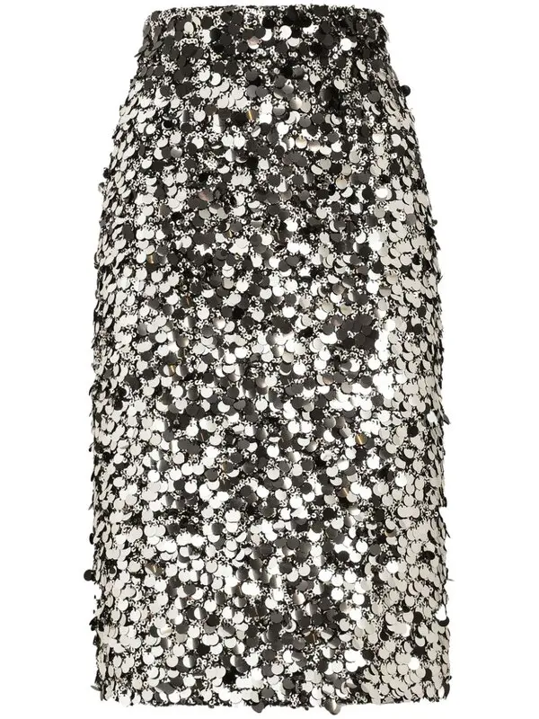 Dolce & Gabbana Sequinned Pencil Skirt - Silver