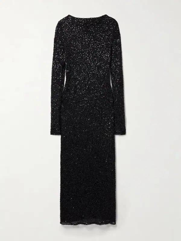 Proenza Schouler Women's Marlowe Sequined Mesh Maxi Dress - Black - Size 8