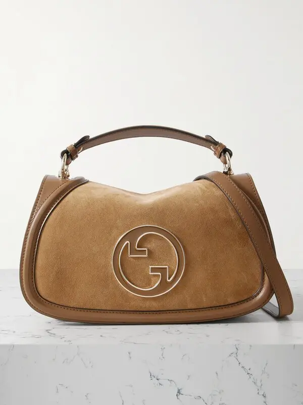 Gucci Blondie Suede And Leather Shoulder Bag - Brown
