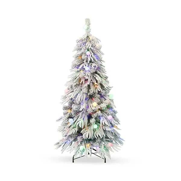 SEASONAL LLC Frosted Acadia 5' Slim Tree With Led Lights