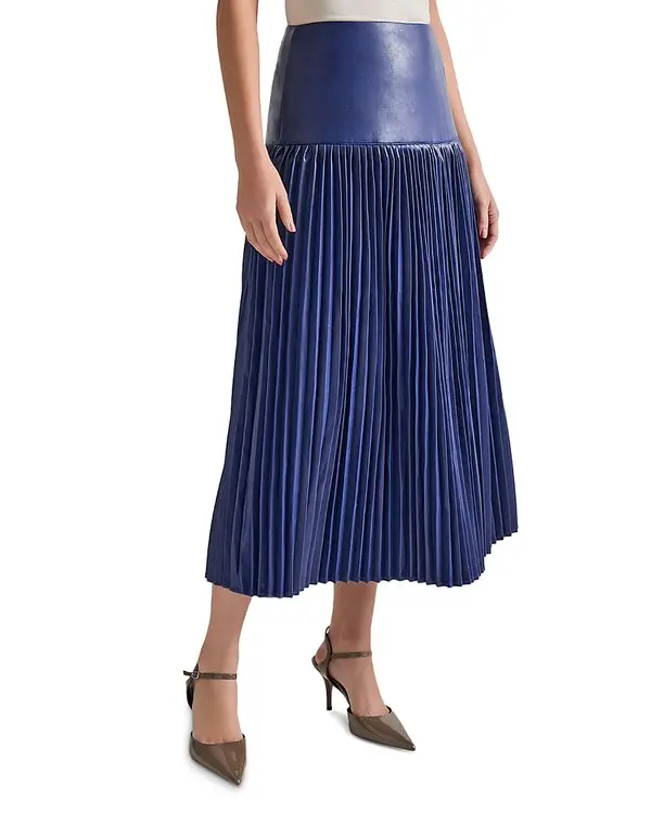 Misook Faux Leather Pleated Midi Skirt