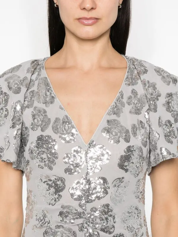 Remain Birger Christensen Sequin-embellished Chiffon Midi Dress