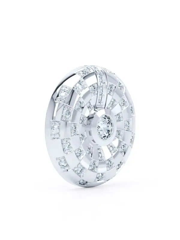 LOEV 18kt Recycled White Gold Toi Et Moi Checkerboard Diamond Earrings