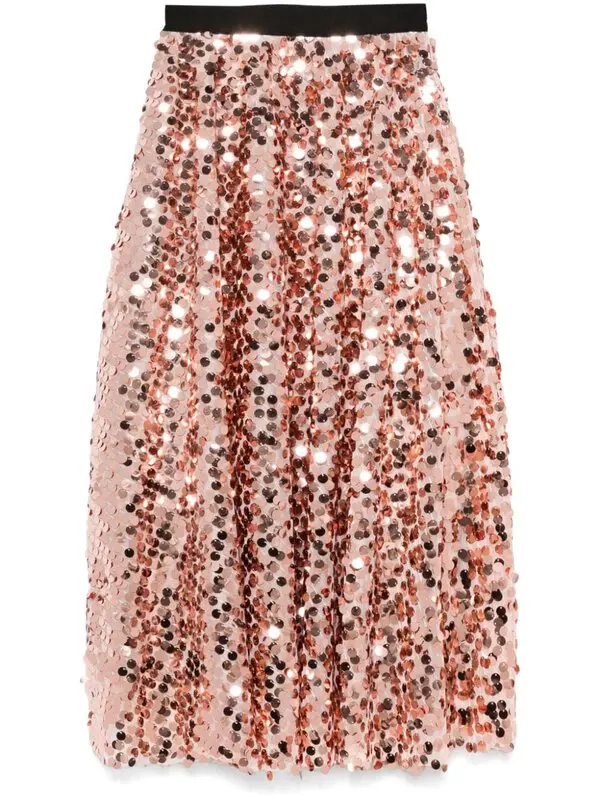 BLANCA VITA Sequined Midi Skirt - Pink