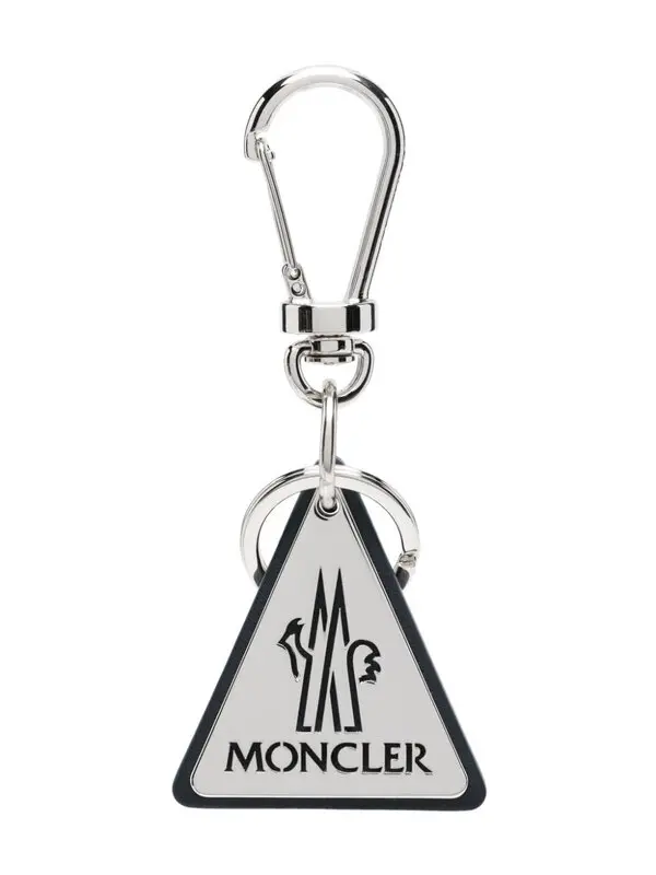 Moncler Logo-engraved Leather Keyring - Silver
