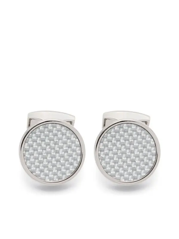 Tateossian Cufflinks Round Palladium Alutex Enamel Accessories - Grey