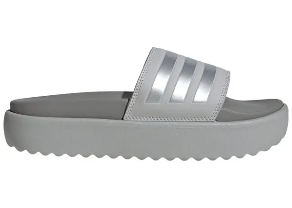 Adidas Adilette Platform Slides - Grey Two/silver Metallic/charcoal Solid Grey