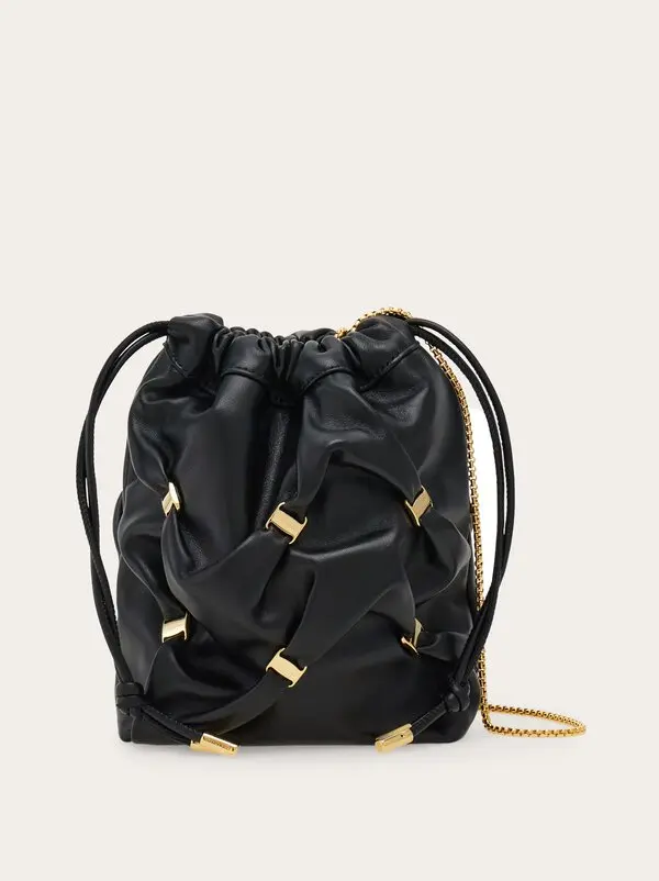 FERRAGAMO Mini Bucket Bag With Vara Bows - Black