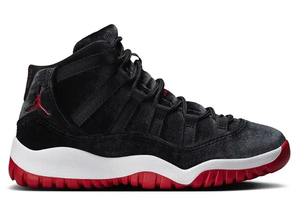 JORDAN 11 Retro Bred Velvet Preschoolers Sneakers - Black/gym Red/white