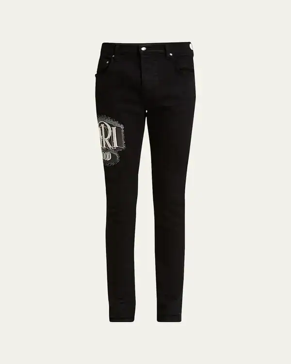 Amiri Crystal-Embellished Skinny Jeans Black Od Editorialist
