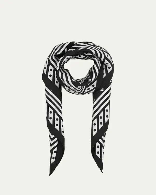 Dolce & Gabbana All-over Dg Polka-dot Silk Square Scarf - Dg Bco F Nero