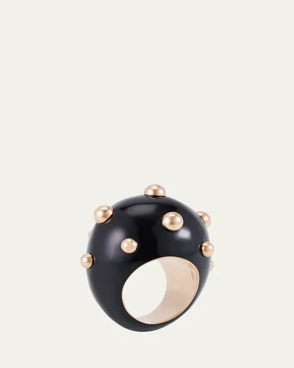 GIORGIO B Goccia Ring With Black Enamel