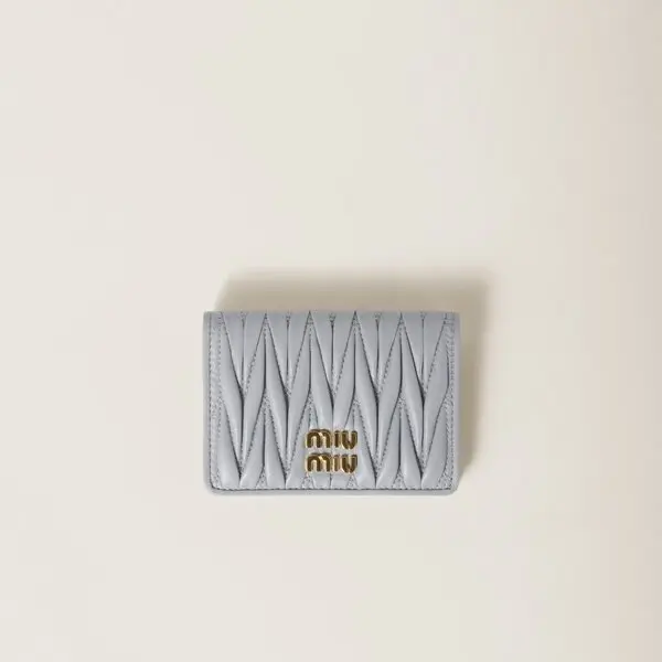 Miu Miu Matelassé Nappa Leather Card Holder - Pearl Gray