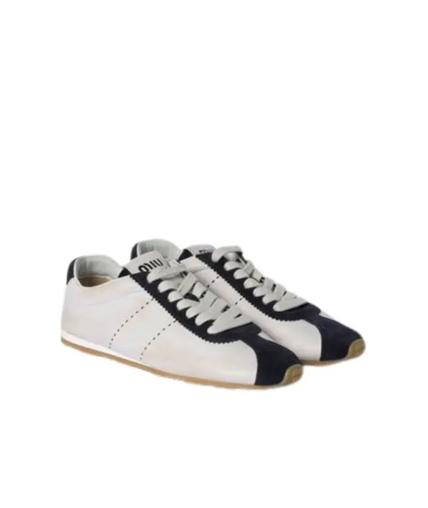 Miu Miu Plume Nappa Leather And Suede Sneakers - White/blue