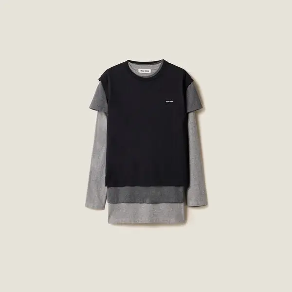 Miu Miu Set Of 3 Jersey T-shirts - Black/slate/grey