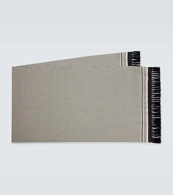 Loro Piana Houndstooth Fringed Silk Scarf