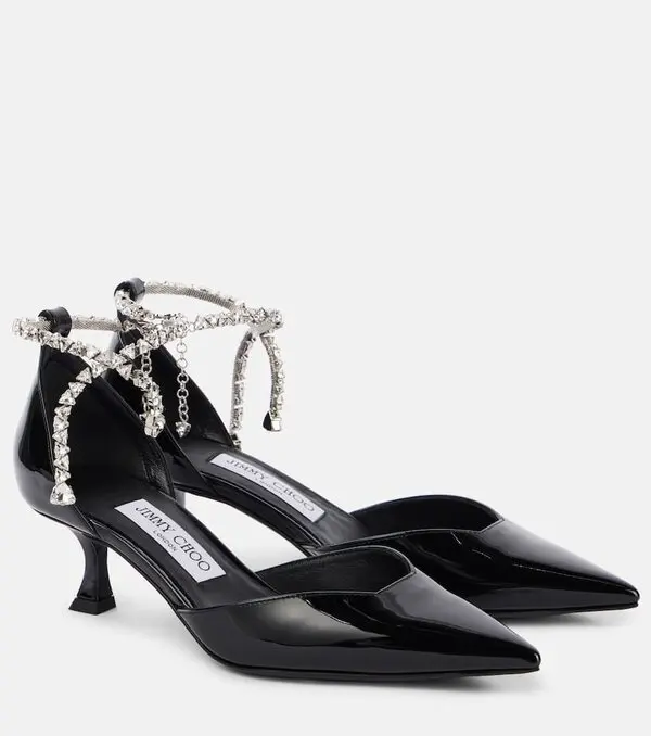 JIMMY CHOO Stevie 30 Embellished Patent Leather Pumps