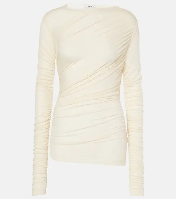 AGOLDE Tania Ruched Top - White
