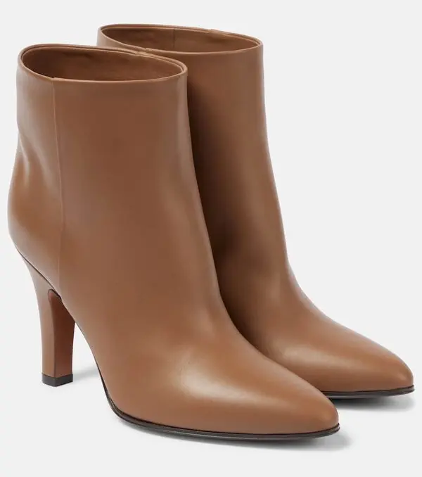 THE ROW Prudens 90 Leather Ankle Boots - Brown