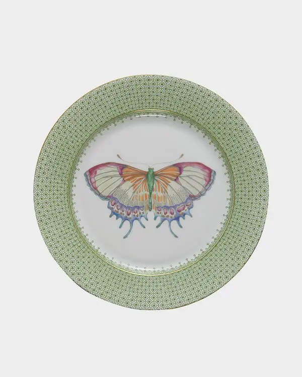 MOTTAHEDEH Apple Lace Dessert Plate With Butterfly Center - Lt. Green