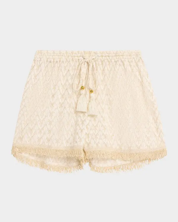 Ramy Brook Mina Knit Shorts - Brown/gold Zig Zag