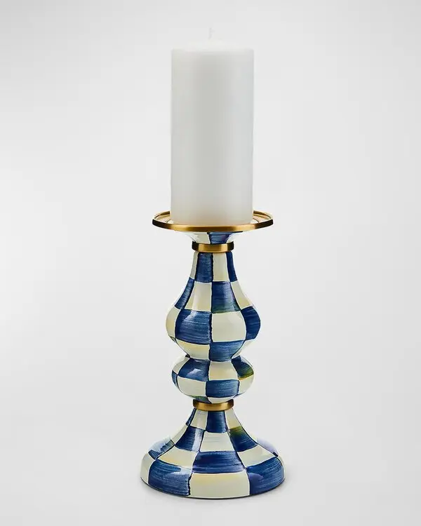 MACKENZIE-CHILDS Royal Check Medium Pillar Candlestick