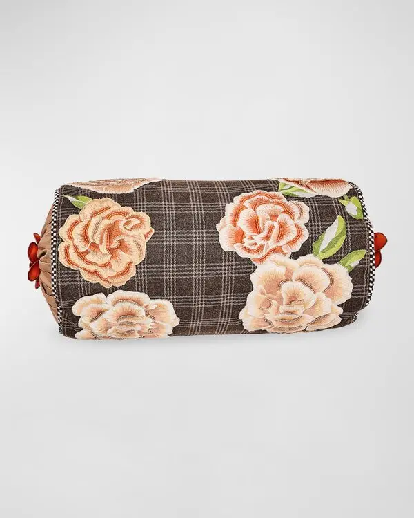 MACKENZIE-CHILDS Field Study Floral Beaded Bolster Pillow, 8" X 16