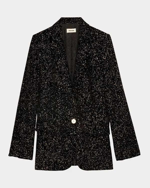 Zadig&Voltaire Valse Glitter Dots Velvet Blazer - Noir