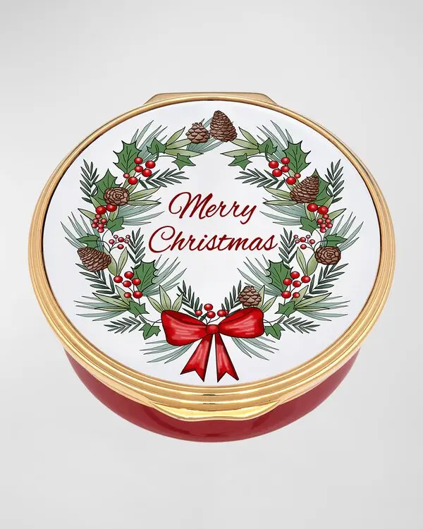 Halcyon Days Merry Christmas Enamel Box