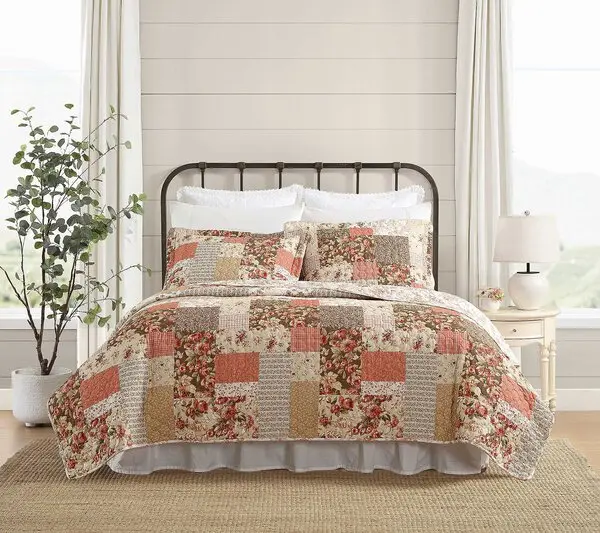 Laura Ashley Harrietta Patchwork Twin Quilt Sha M Set