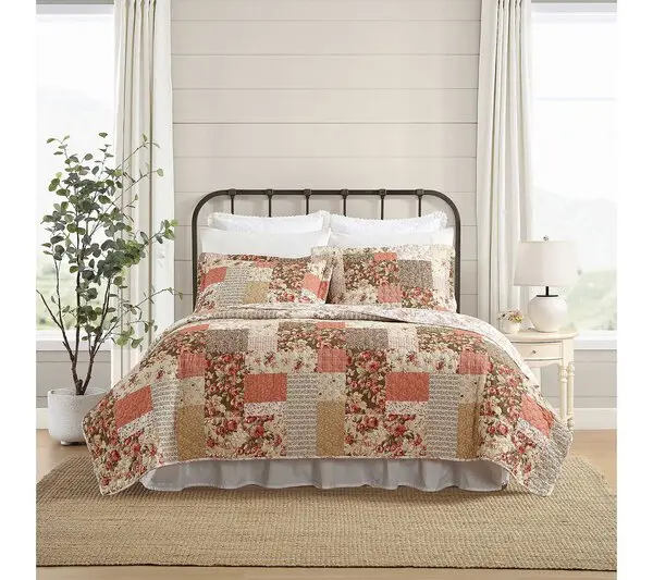 Laura Ashley Harrietta Patchwork Full/queen Qui Lt Sham Set