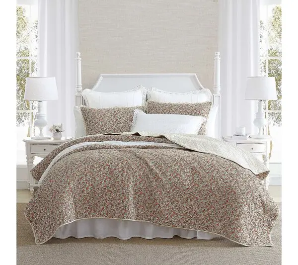 Laura Ashley Loveston Terracotta King Quilt Sha M Set